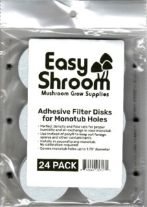 easy shroom 2" adhesive monotub filter disks (24 filters) | better than polyfil or filter tape | mushroom growing supplies