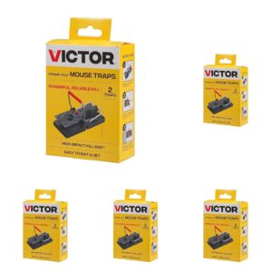 victor m142b power-kill easy set mouse trap - 2 reusable mouse traps (pack of 5)