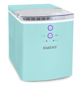 igloo electric countertop ice maker machine - automatic and portable - 33 pounds in 24 hours - ice cube maker - ice scoop and basket - ideal for iced coffee and cocktails - aqua