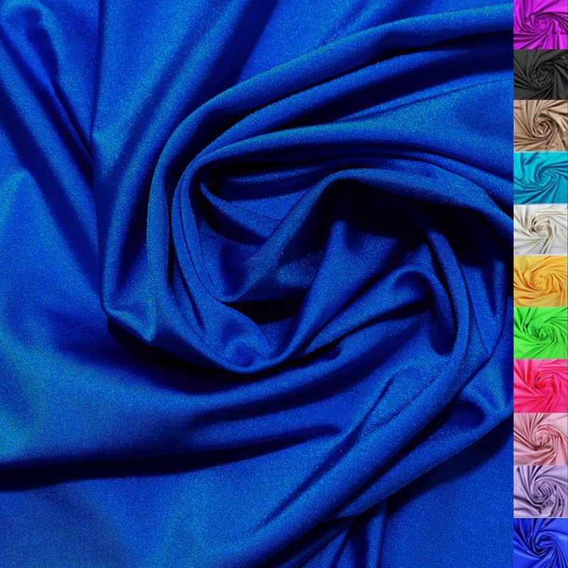 Generic 2-Yard Nylon Spandex Fabric for Activewear|4 Way Stretch Fabric | Nylon Fabric by The Yard |Dancewear Fabric| Yoga Fabric| Tricot Fabric for Sportswear Royal Blue