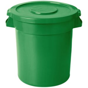 pro&family 10 gallon trash can with lid round ingredient storage containers recycling bin kitchen garbage can office garbage can trash barrel plastic barrel yard waste bin outdoor trashcan (1, green)