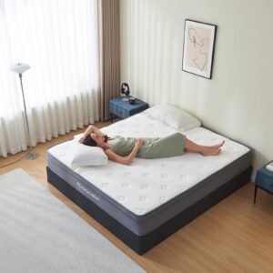 gojef full size mattress, 12 inch full mattress, hybrid mattress in a box with independent spring, soft and comfortable, pressure relief, certipur-us certified, medium