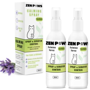 zenpaws cat phermone calming spray - quickly relieve stress - reduces scratching furniture, peeing, marking, anxiety - supports relief for fireworks, travel, vet visits 60ml