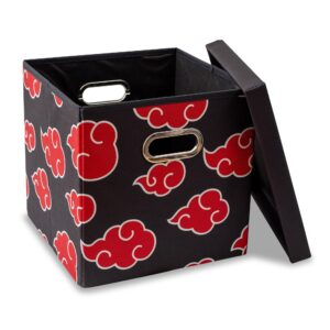 naruto shippuden akatsuki 13-inch fabric storage bin with handles and lid | cube organizer for cabinet, closet