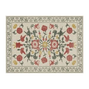 carolina creekhouse vinyl rug | amelia (042281rf) | vinyl floor mat | vinyl floor covering | vinyl carpet | vintage | decorative | waterproof | eco-friendly | non-slip (red, 2.5'x6.5')