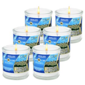 yahrzeit memorial candles - 26 hr burn time | kosher jewish candles | made in israel | ideal for shiva, yom kippur, passover | featuring a stunning israel landscape | eternal flame pack of 6