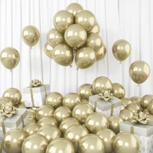 dagelar metallic gold balloons 60pcs 5inch chrome light gold balloons metallic chrome golden helium latex balloon for champagne gold birthday baby bridal shower boho wedding party decor