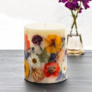 rosy rings fall decor essence of autumn botanical candle | aromatherapy long lasting candles home gifts notes of hyacinth, honeysuckle, rose, cyclamen, orange flower aroma burn time 120 hours 5.5" h