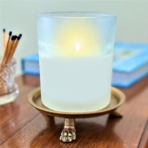 Hapton House 100% Solid Brass Clawfoot Dish - Pedestal Dish - Candle Dish - Candle Holder - Candle Stand - Jewelry Dish - Jewelry Holder - Perfect for Wax Candles, Jewelry, Rings, and Trinkets