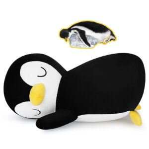 achwishap penguin plush,soft penguin stuffed animal plush toys,cute plushies stuffed penguin,kawaii plush penguin pillow,black penguin body pillow gifts for kids adults birthday(penguin,14”)