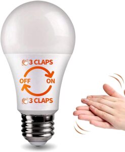 3 claps light control bulb for bedroom table lamp upgrade, sound activated on/off solution, clap detection, smart home, as seen on tv, soft white, 8-watt