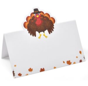 100 pack turkey place cards with fall thanksgiving seating harvest name card table setting folded paper autumn turkeys tent for dinner tables