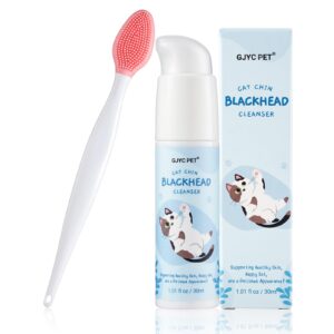 gjyc pet cat chin acne care kit - gently removes cat chin blackheads, equipped with cleansing brush, cruelty-free, nurtures cat's chin softness and freshness, 1.01 fl. oz