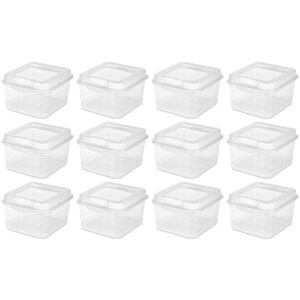 iffany plastic fliptop hinged storage box container w/latching lid (12 pack)