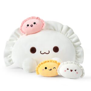 ditucu cute dumpling plush pillow mommy 14 inch with 3 babies 4 inch funny family food shaped stuffed animals plushies toys gifts for kids