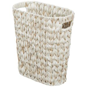 coeusy wicker trash can,bathroom trash can,waterproof wicker waste basket for bathroom,narrow small waste basket for bedroom,office, cream white 5 gallon