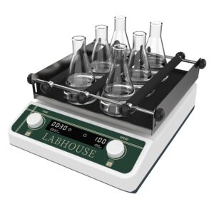 labhouse lab digital orbital shaker mixer | 9.85"x9.85" plate size adjustable speed 40-200rpm capacity 2kgs | timed and continuous modes rotator shaker for laboratory