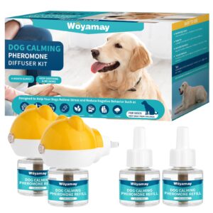 woyamay dog calming diffuser - dog pheromones calming diffuser for dog anxiety relief 6-in-1 dog pheromone diffuser kit with 2 diffuser + 4 refill 48ml vial - 120 days pheromone diffuser to calm dogs