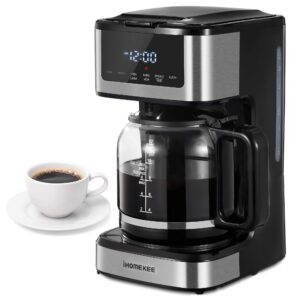 ihomekee programmable drip coffee maker 12 cup, coffee machine with iced coffee function, touch screen, regular & strong brew, coffee pot for home and office, auto shut-off function