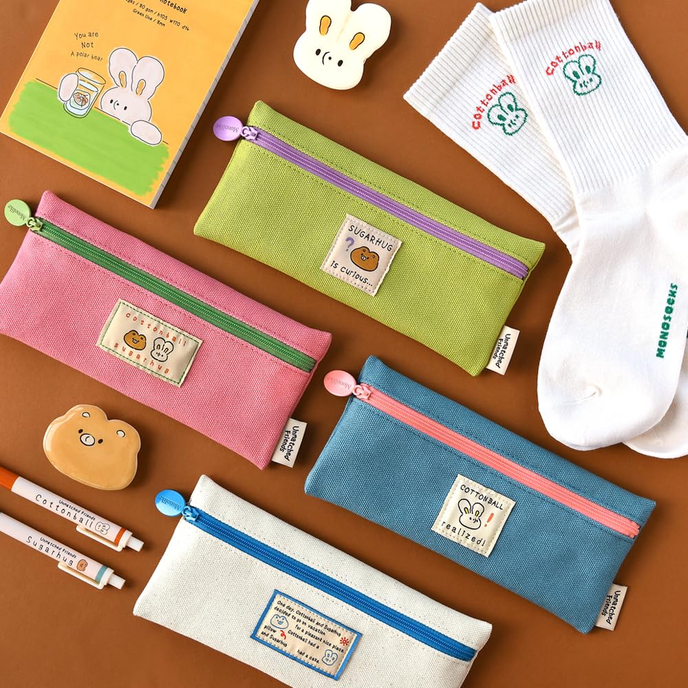 Monolike Unmatched friends Pen Case, Ivory - Pencil Pouch, Portable Pencil Bag, Pencil Case, Office Pouch case