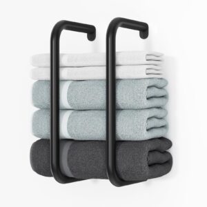 josmimic towel rack for rolled towels: towel holder wall mounted - matted stainless steel design for bathroom - black 13.2 inch