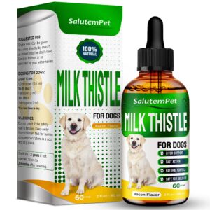 milk thistle for dogs and puppies | liver support for dogs | kidney support for dogs | dog liver supplement | herbal composition only | attractive bacon flavor | 2 oz