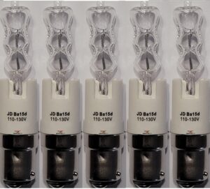 ironsmith lighting products jd 150 watt halogen light bulbs - 120-130v ba15d twist and lock double contact bayonet, single ended quartz lamp, 650lumen lights bulb - pack of 5