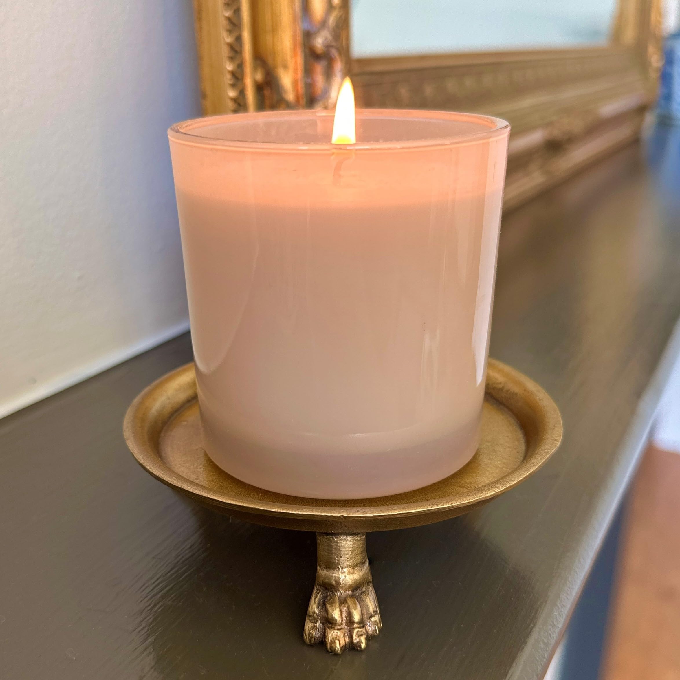 Hapton House 100% Solid Brass Clawfoot Dish - Pedestal Dish - Candle Dish - Candle Holder - Candle Stand - Jewelry Dish - Jewelry Holder - Perfect for Wax Candles, Jewelry, Rings, and Trinkets