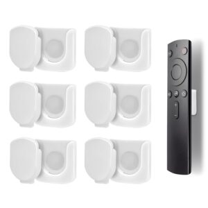 kalione 6 pack magnetic tv remote control holder wall mount remote holder for fan, air conditioner remotes holder with self-adhesive back(white)