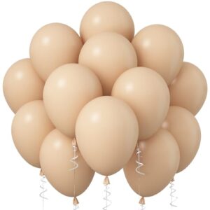 jobkoo nude balloons, 12 inch 30 pcs beige balloon retro apricot neutral latex balloons matte tan cream blush peach helium party balloons for boho birthday wedding baby bridal shower party decorations