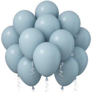 jobkoo blue balloons, 12 inch 30 pcs pale aqua blue balloon muted dusty blue latex balloons matte retro powder light blue helium balloons for birthday boho baby shower bachelorette party decorations