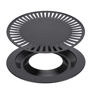 kelepu korean bbq grill korean style bbq grill plate smokeless round nonstick iron household barbecue pan roasting grill pan with outer pan and inner pan for indoor outdoor home camping