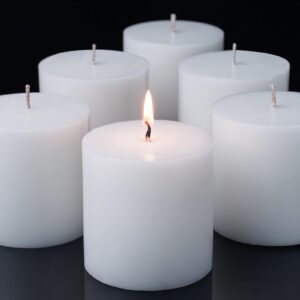 tririte white pillar candles set of 6,unscented pillar candles bulk-3x3 inch,210 hours long burning smokeless pillar candles, perfect for wedding,parties, spas, home gatherings and dinner