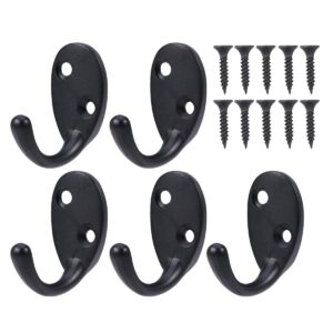 pretyzoom 5pcs metal wall hooks for hanging, heavy duty iron hanging hooks for coat, cap, wall mount coat hanger with screws, retro style