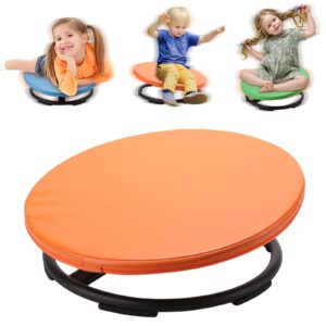 kcyxsmax kids swivel chair for autistic kids, spinning sensory chair for 3-12 kids balance toys, training body coordination, metal base, leather seats, indoor outdoor play equipment