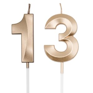 champagne gold 13th & 31st birthday candles for cakes, number 13 31 candle cake cupcake topper for birthday anniversary party decoration