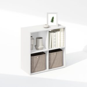 furinno pelli cubic storage cabinet, bookcase, bookshelf, 4-cube, white