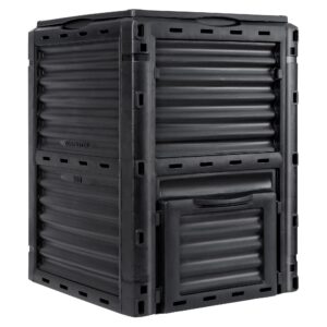 lemy garden compost bin, 80 gallon outdoor compost box for fast creation of fertile soil, large capacity, black