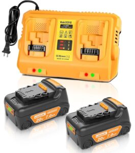 lenoya upgraded 20v 2packs replacement for dewalt 20v max battery 7000mah and dcb102 charger comaptible with dewalt dcd dcf dcg series cordless power tools and 12v/20v battery charger orange