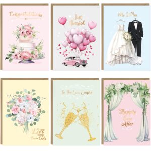 fancy land wedding cards for the bride and groom gold foil engagement congratulation notes card with envelopes and stickers for bridal shower wedding ceremony party supplies 24 pcs