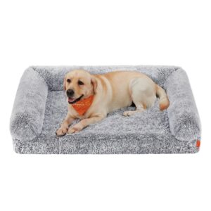 feandrea dog bed, orthopaedic dog sofa bed for medium dogs, waterproof ped bed with removable washable cover, 36 x 27 x 9 inches, gray ombré upgw232g01