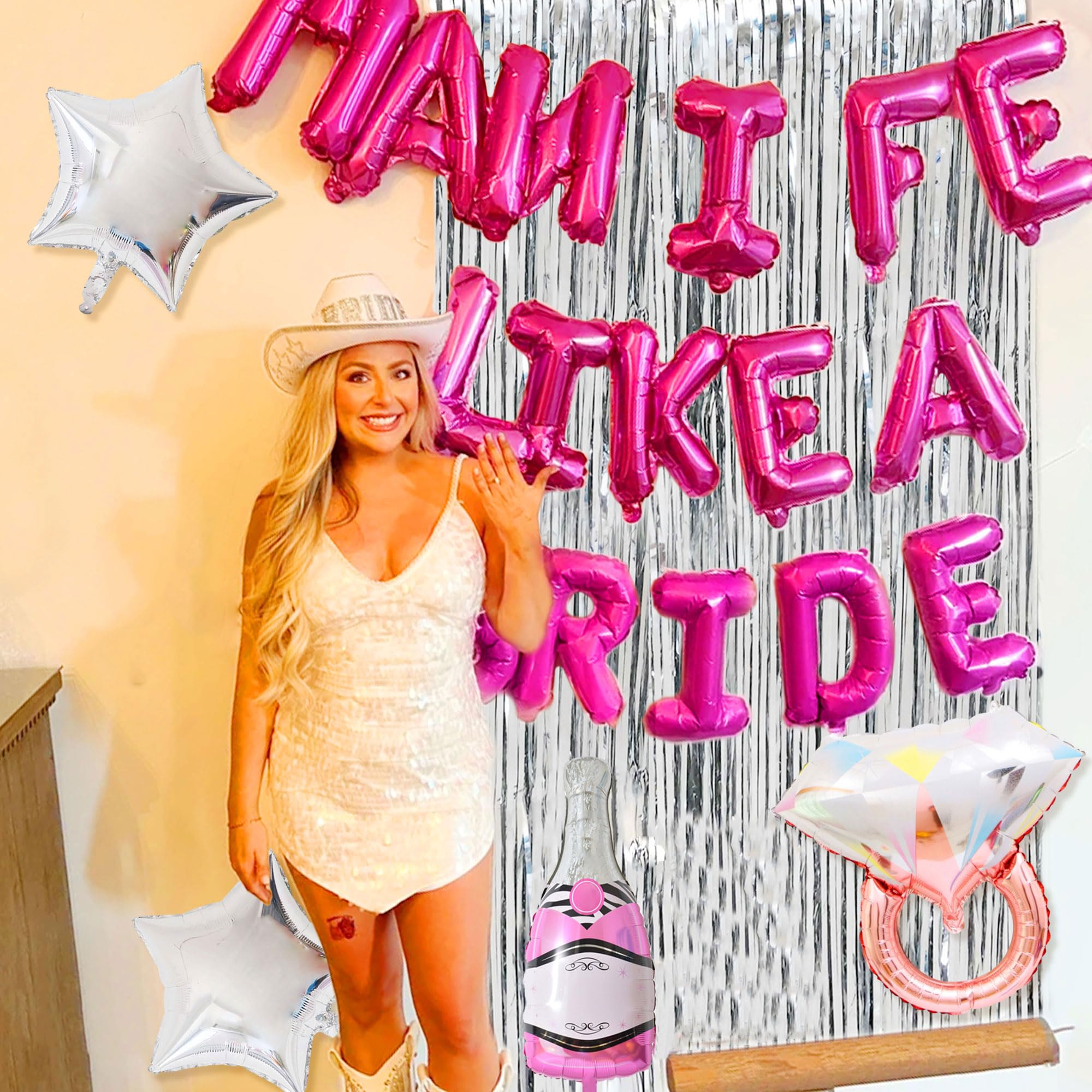 JeVenis Man I Feel Like a Bride Banner Balloons for Western Cowgirl Last Rodeo Hoedown Nash Bash Nashville Bachelorette Party Decorations