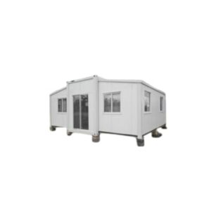 mobile expandable prefab house with restroom，outdoor storage shed tiny home, modern sturdy steel storage house with lockable door and window(19 x 20ft)