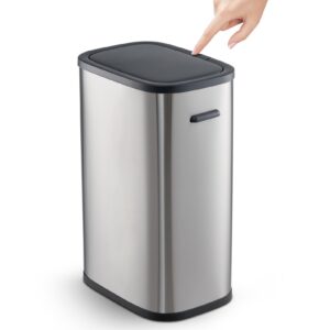 takywep 13 gallon trash can with lid, bathroom garbage can with pop-up lid, without inner bucket for bathroom, kitchen, bedroom, office