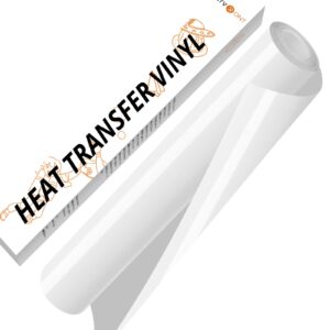 htvront white htv vinyl roll - 12" x 10ft white iron on vinyl for all cutter machine, heat transfer vinyl rolls for t shirts - easy to cut & weed for heat vinyl design