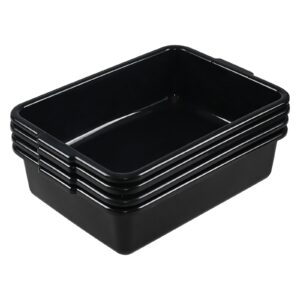 ewingger 4-pack 13 l plastic commercial bus tub box, wash tub basin, black