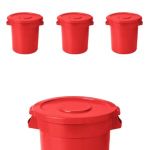 pro&family 55 gallon trash can with lid round ingredient storage containers recycling bin kitchen garbage can office garbage can trash barrel plastic barrel yard waste bin outdoor trashcan (4, red)