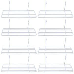 yaegoo 8 pack grid wall shelves, white wire straight shelf with hook, hanging shelf for wall grid panel, wall organizer for home supplies, 9.8" l x 3.9" d