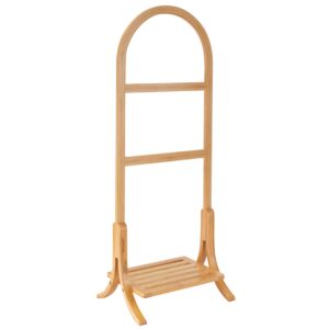 organize it all bamboo free standing towel rack | 2 tiers | storage shelf | bathroom organization | eco-friendly | easy to assemble