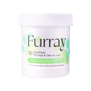 furray eye cleaning wipes for dogs and cats 180 count | small-medium breeds | gentle & effective gunk & debris removal | reduces tear stains | hypoallergenic, ph-balanced, non-scented with aloe